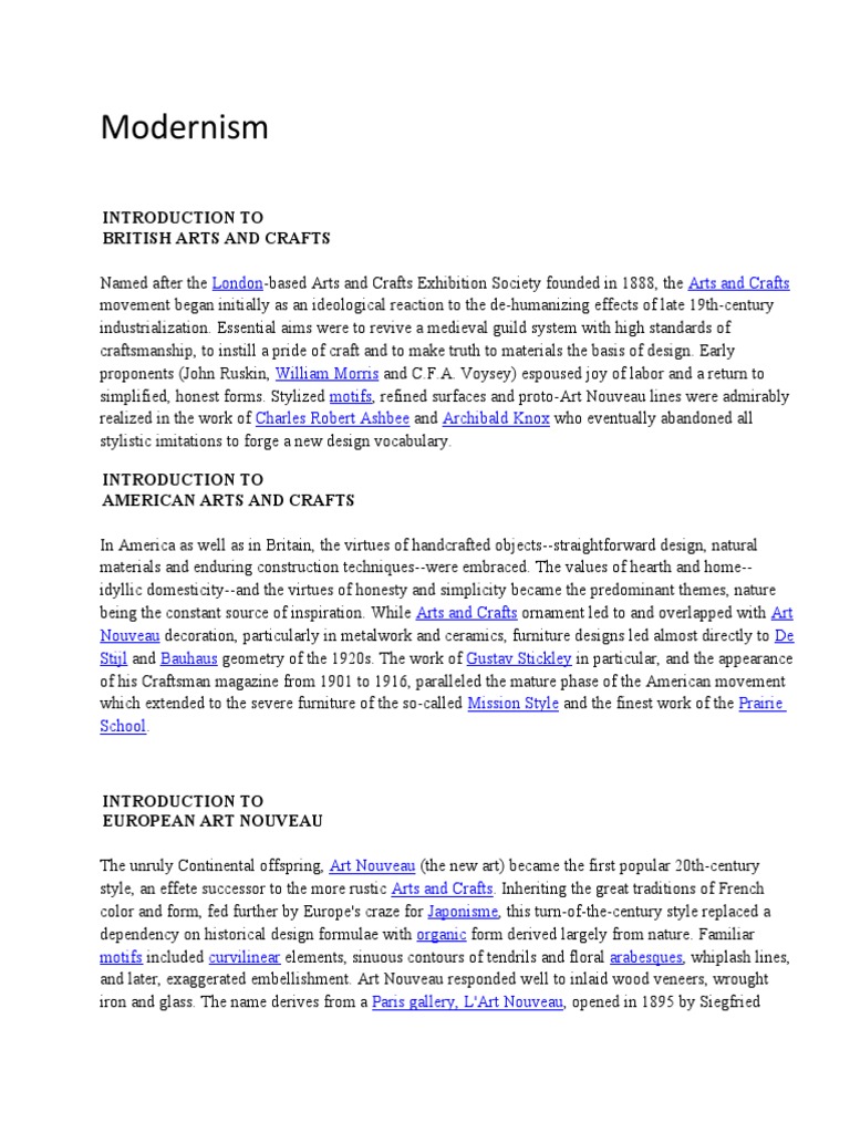 Modernism: Introduction To British Arts and Crafts | PDF | Modernism ...