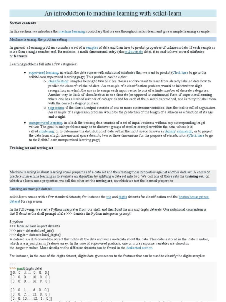 1 - An Introduction To Machine Learning With Scikit-Learn | PDF ...