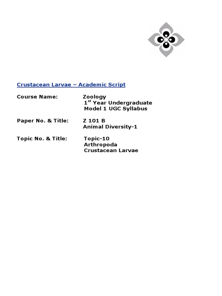 Crustaceae Larval Forms PDF | PDF | Crustacean | Arthropods