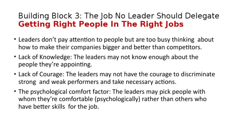 Getting Right People in The Right Jobs: Building Block 3: The Job No ...