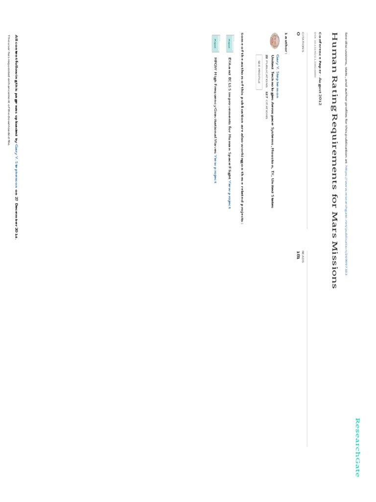 Human Rating Requirements For Mars Missions | PDF | Nasa | Spaceflight