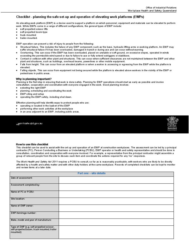 EWP Checklistasdasd | PDF | Occupational Safety And Health | Nature