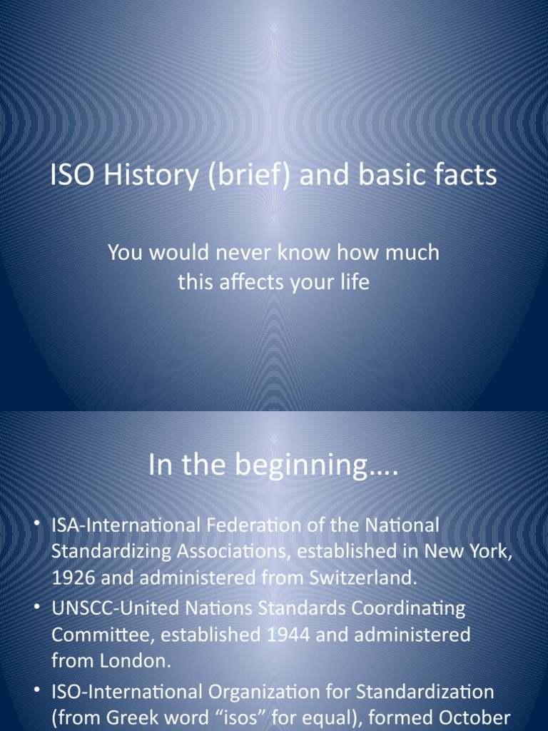 ISO History (Brief) and Basic Facts | Download Free PDF | International ...