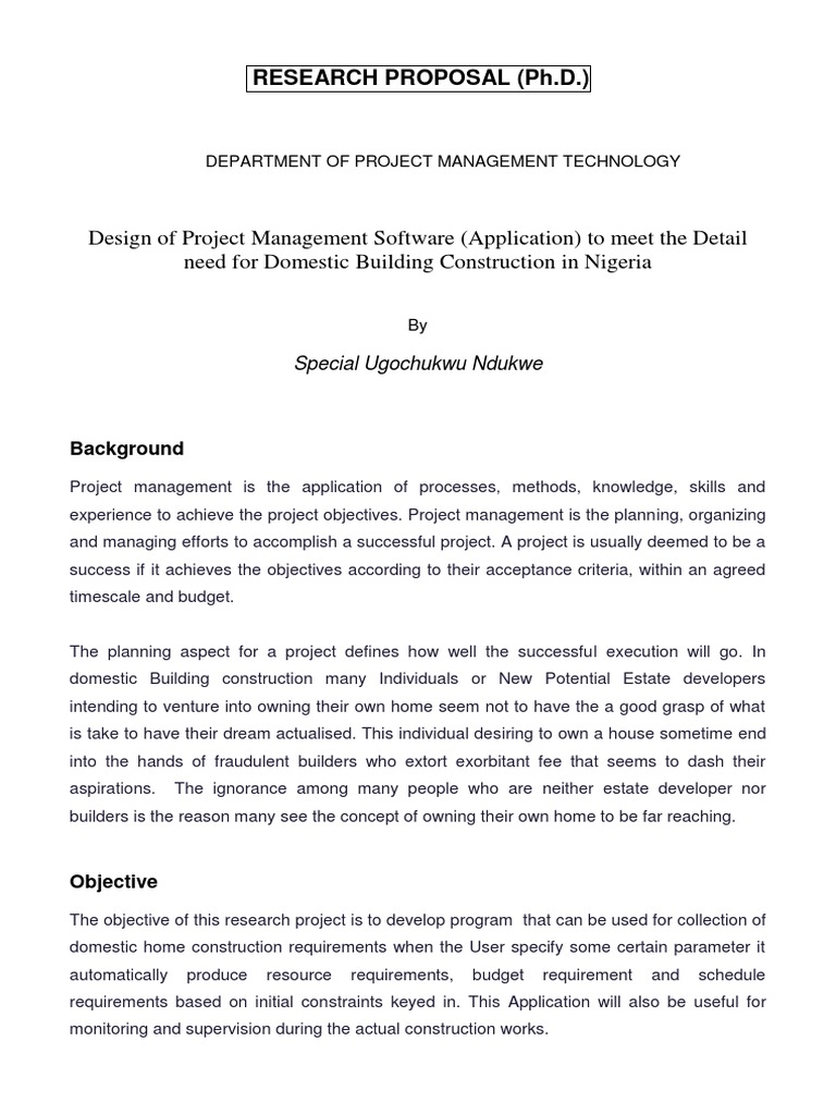 PROPOSAL FOR PHD | PDF | Project Management | Engineering