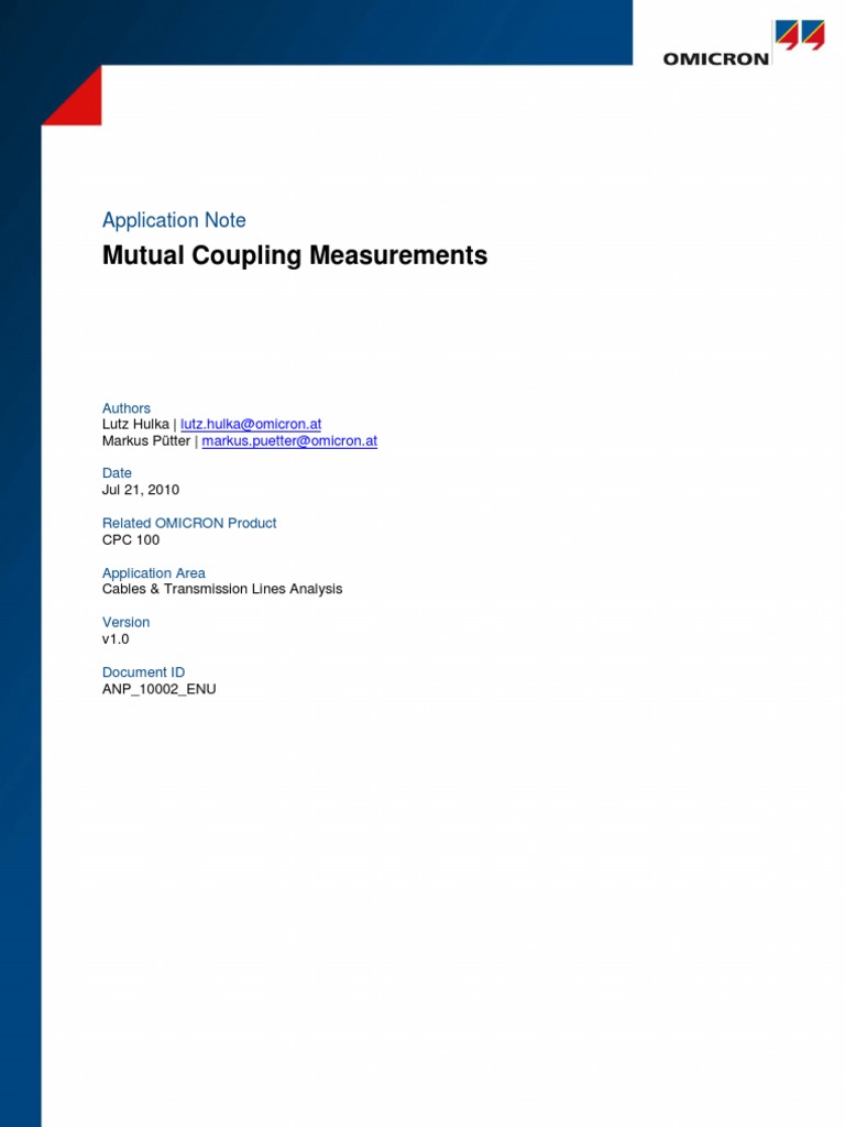Mutual Coupling Measurement | PDF | Electrical Impedance | High Voltage