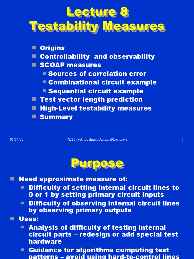 VLSI Test: Controllability and Observability | PDF | Applied ...