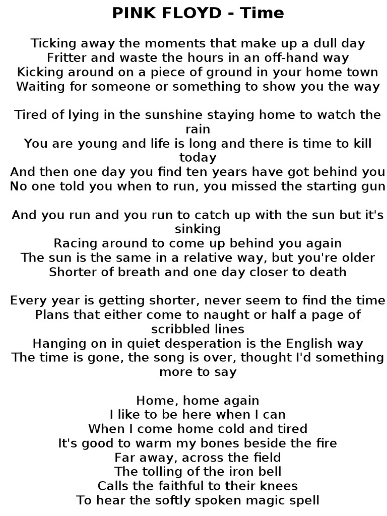 Pink Floyd Time Lyrics | PDF