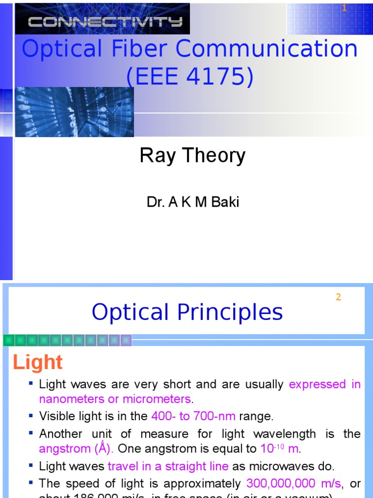 Optical Fiber Communication (EEE 4175) : Ray Theory | PDF | Refraction ...