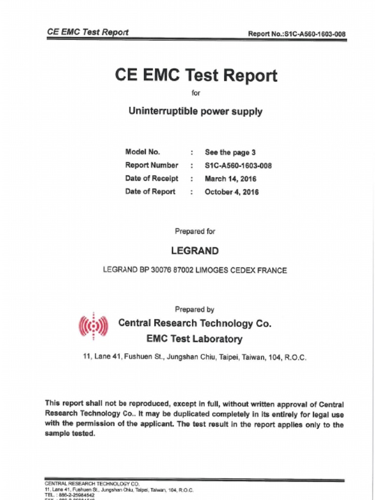 DAKER DK PLUS 10KVA - EMC Test Certificate | PDF