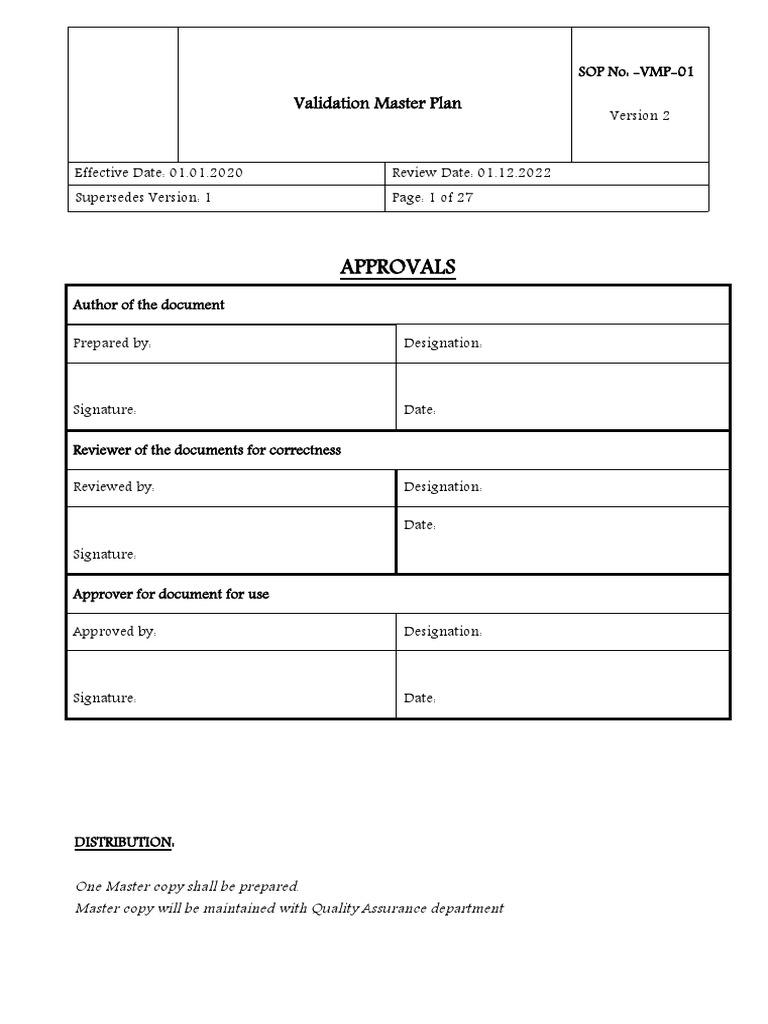 Validation Master Plan | Download Free PDF | Verification And ...
