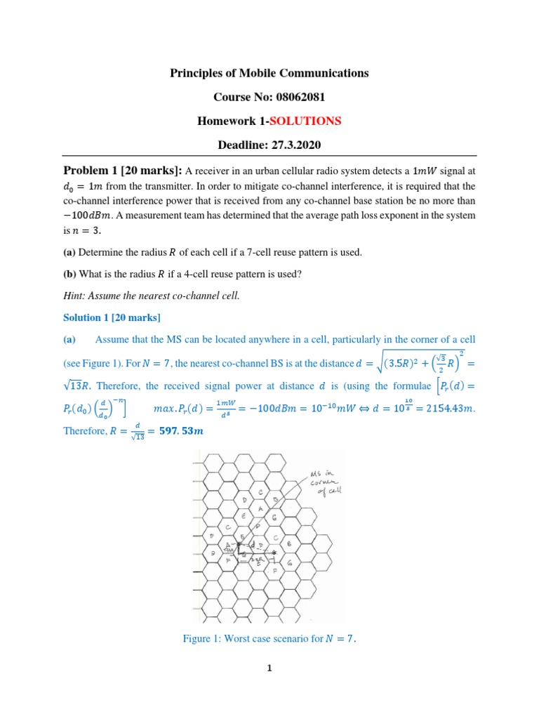 HOMEWORK 1 - Solutions | PDF | Cellular Network | Antenna (Radio)