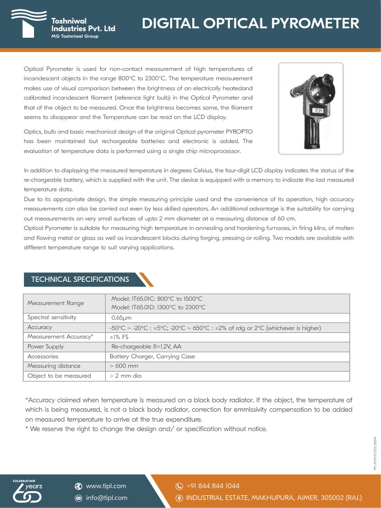 Digital Optical Pyrometer | PDF | Incandescent Light Bulb | Optics