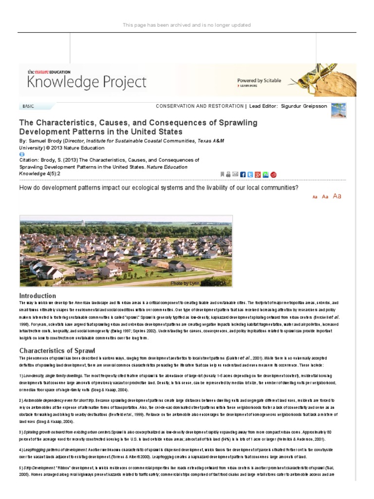 The Characteristics, Causes, and Consequences of Sprawling Development ...