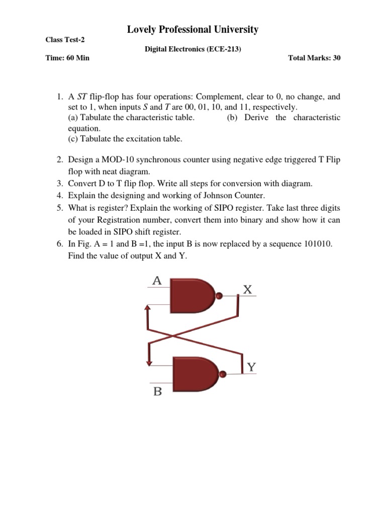 Digital Electronics Class Test Questions | PDF