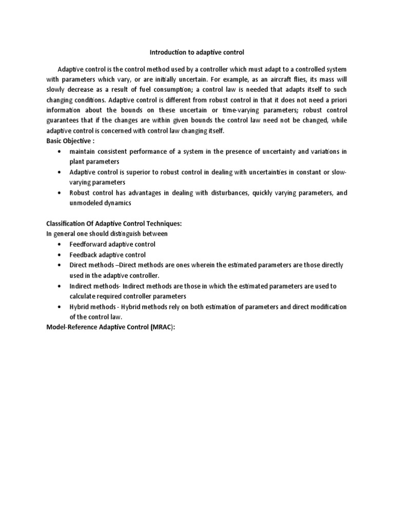 Introduction To Adaptive Control | PDF | Control Theory | Analysis