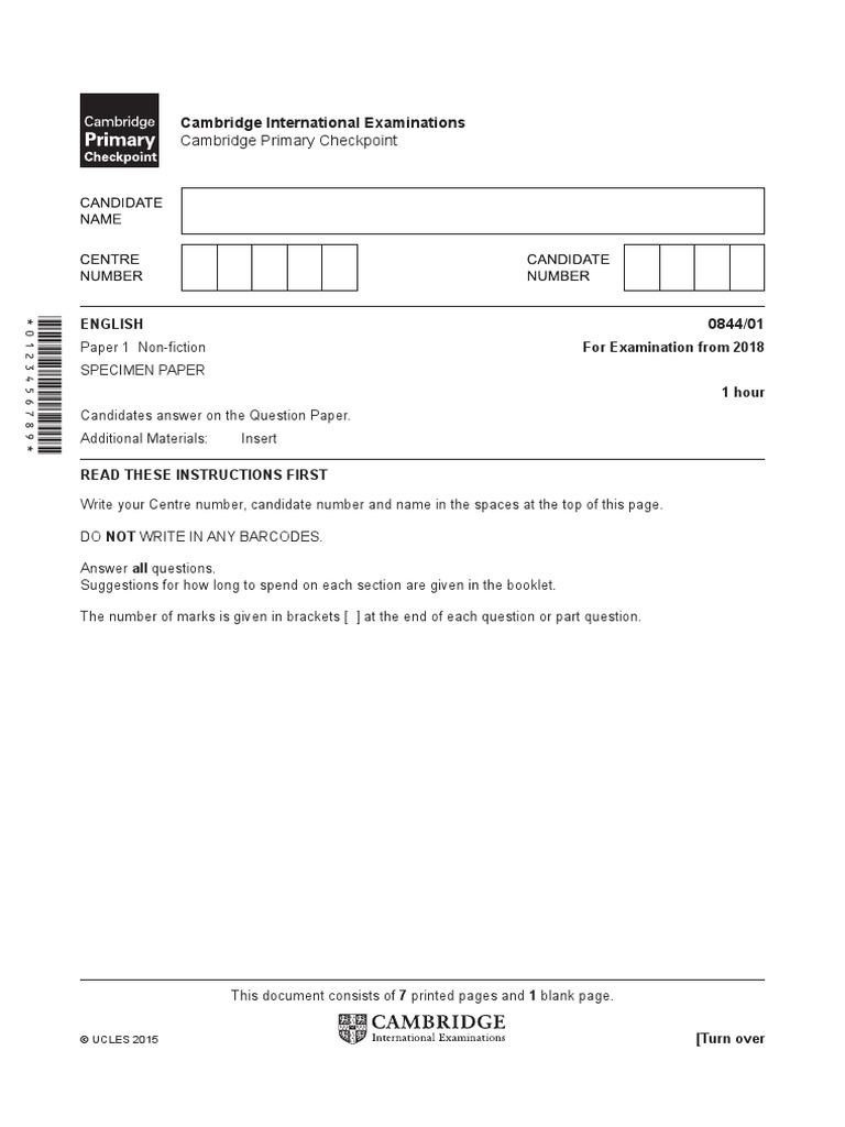 Cambridge English Specimen Paper 1 2018 - 2 | PDF | Technology ...