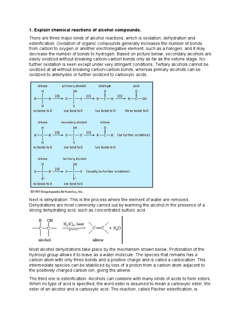 Explain Chemical Reactions of Alcohol Compounds | PDF | Ester | Alcohol
