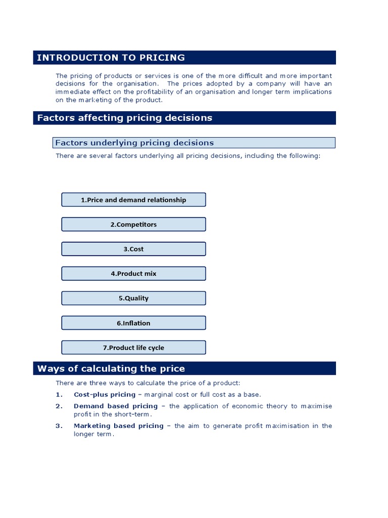 Introduction To Pricing | PDF | Demand | Price Elasticity Of Demand