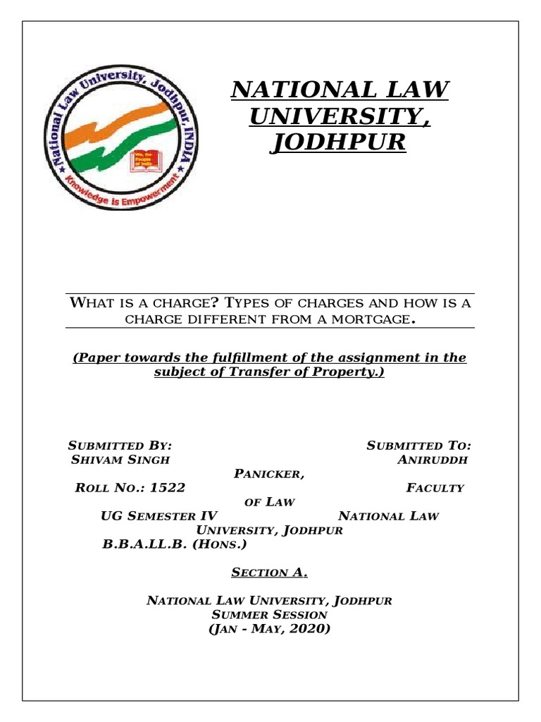 TOPA Assignment Charge | PDF | Security Interest | Mortgage Law