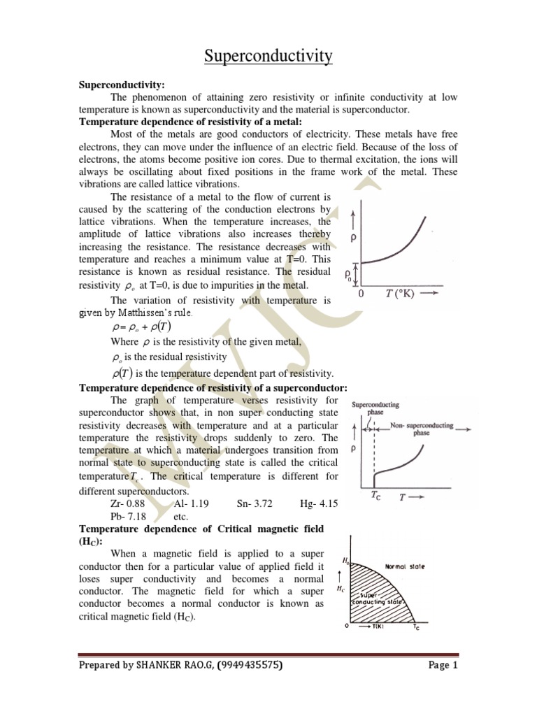 Superconductivity (VTU) PDF | PDF | Superconductivity | Electrical Resistivity And Conductivity