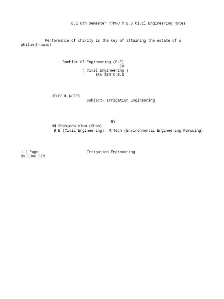 RTMNU Civil Engineering Irrigation Notes | PDF | Real Estate Law ...