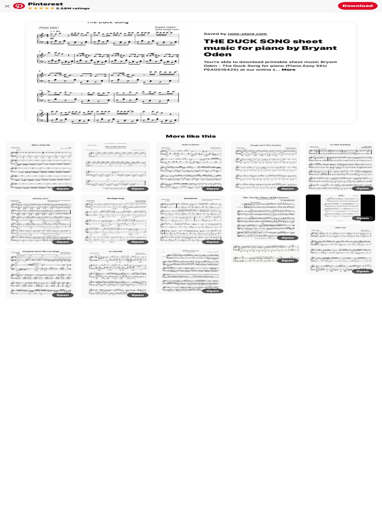 The Duck Song (Piano - Easy) Song Sheet, Sheet Music, Easy Piano | PDF