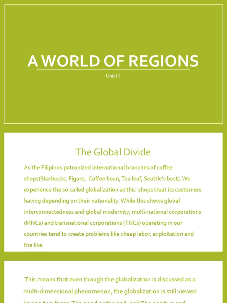 A World of Regions: Unit III | PDF | North–South Divide | Association ...