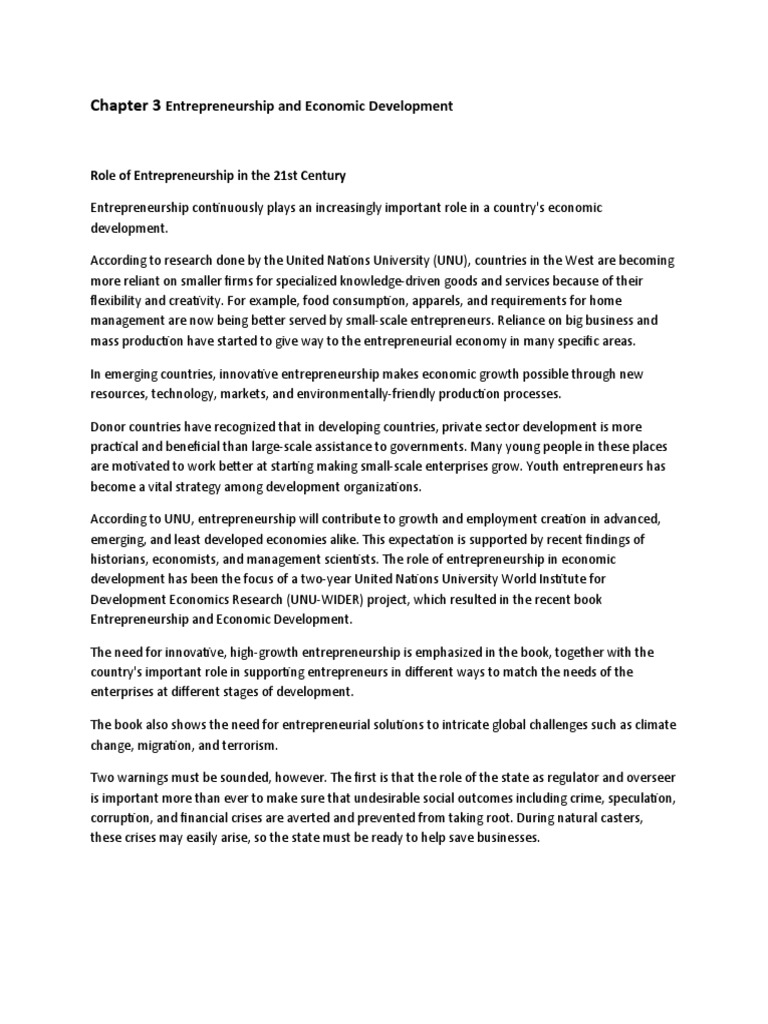 Role of Entrepreneurship in Economic Growth | PDF | Entrepreneurship ...