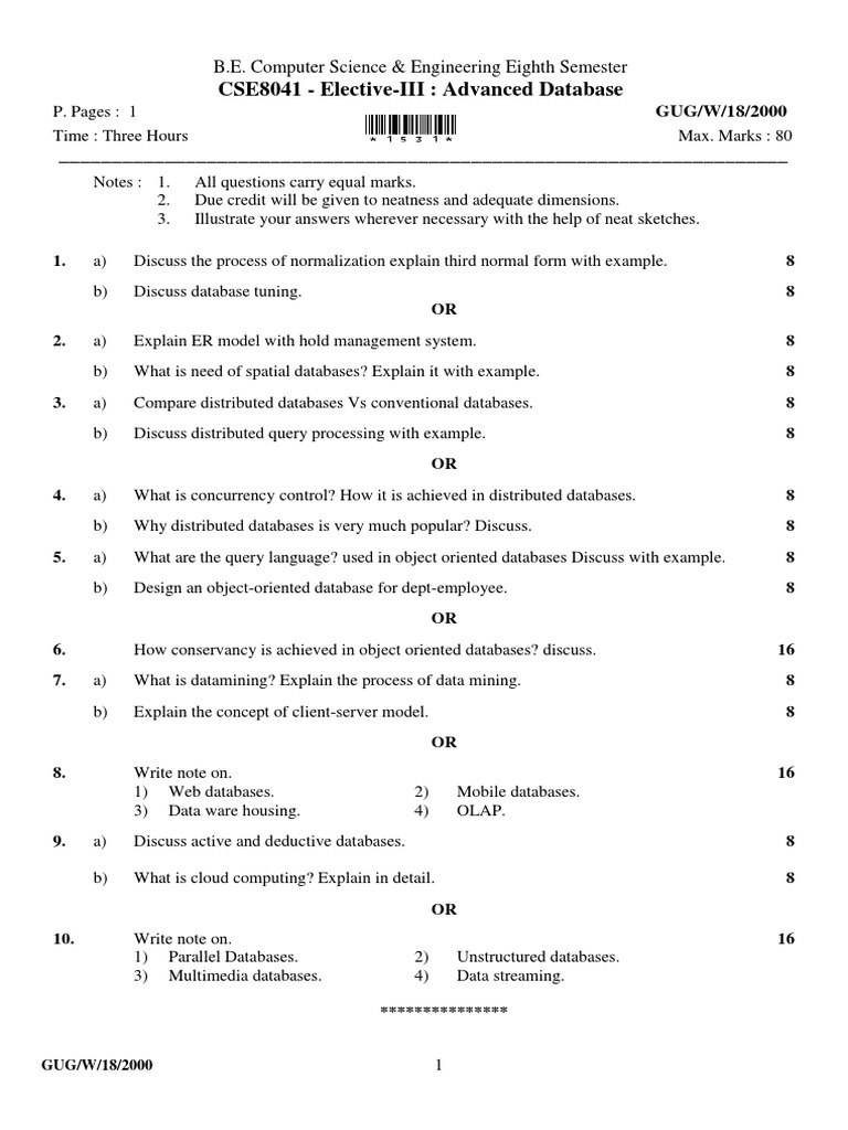 Science Technology 2000 Year B E Computer Science And Engineering Eighth Semester Subject