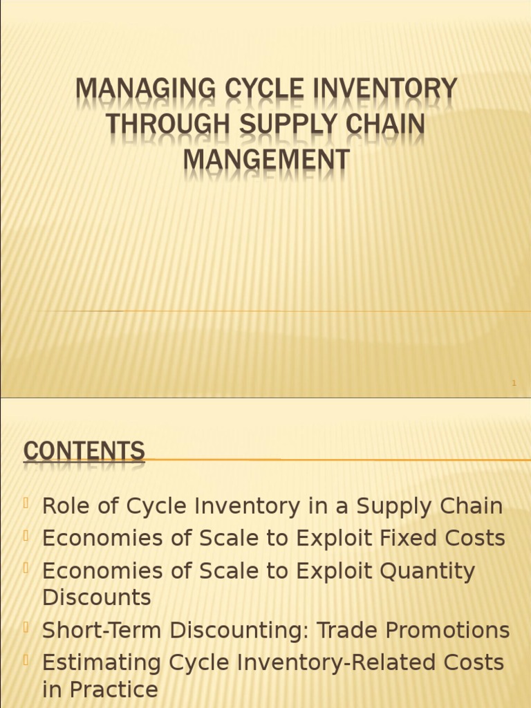 Cycle Inventory | PDF | Inventory | Economies Of Scale