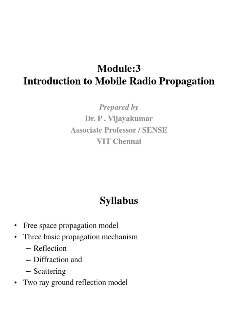 ECE4009 WMC Module III Vijayakumar | PDF | Radio Propagation | Antenna (Radio)