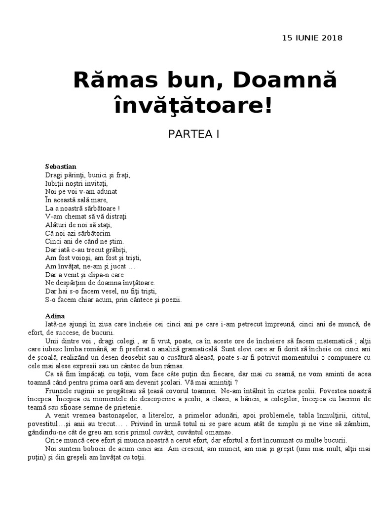 Ramas Bun, Doamna Invatatoare! | PDF