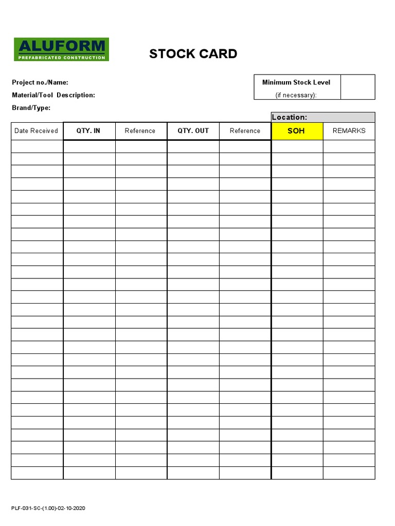Stock Card Template for Inventory Management | PDF | Computers
