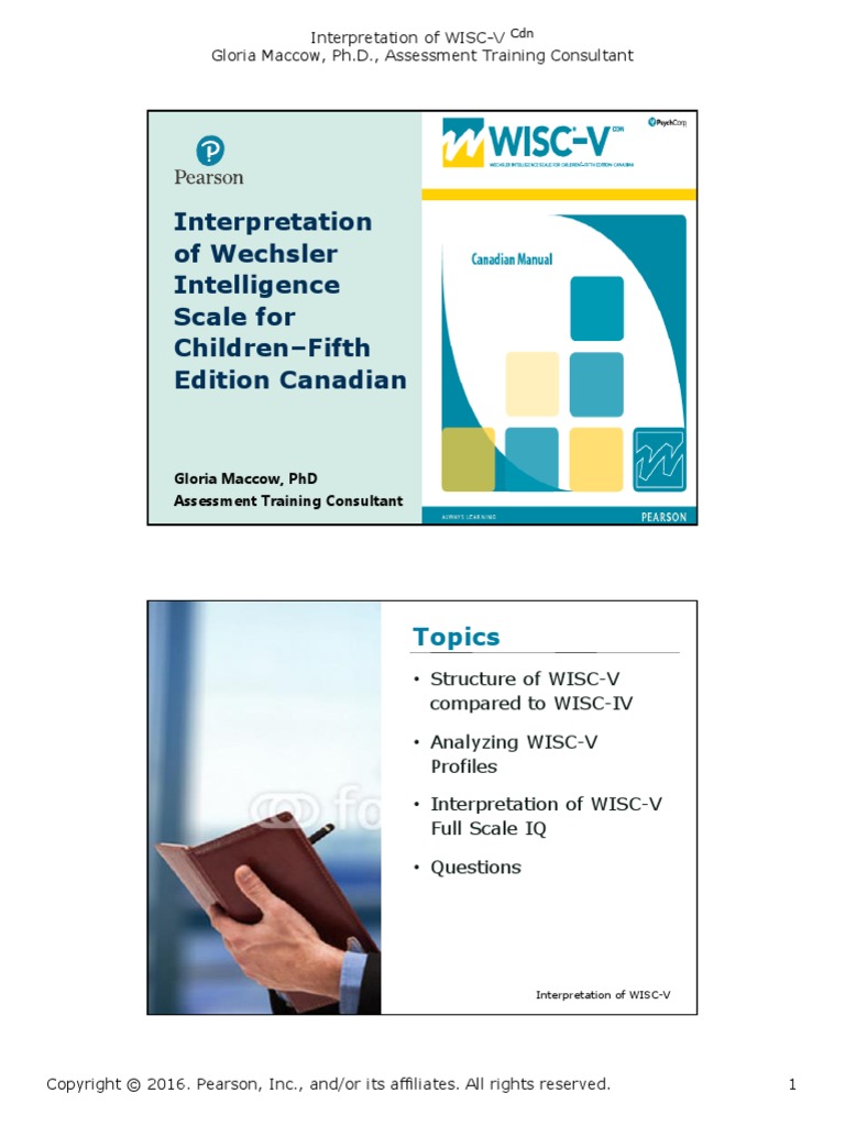 Interpretation of Wechsler Intelligence Scale For Children-Fifth ...