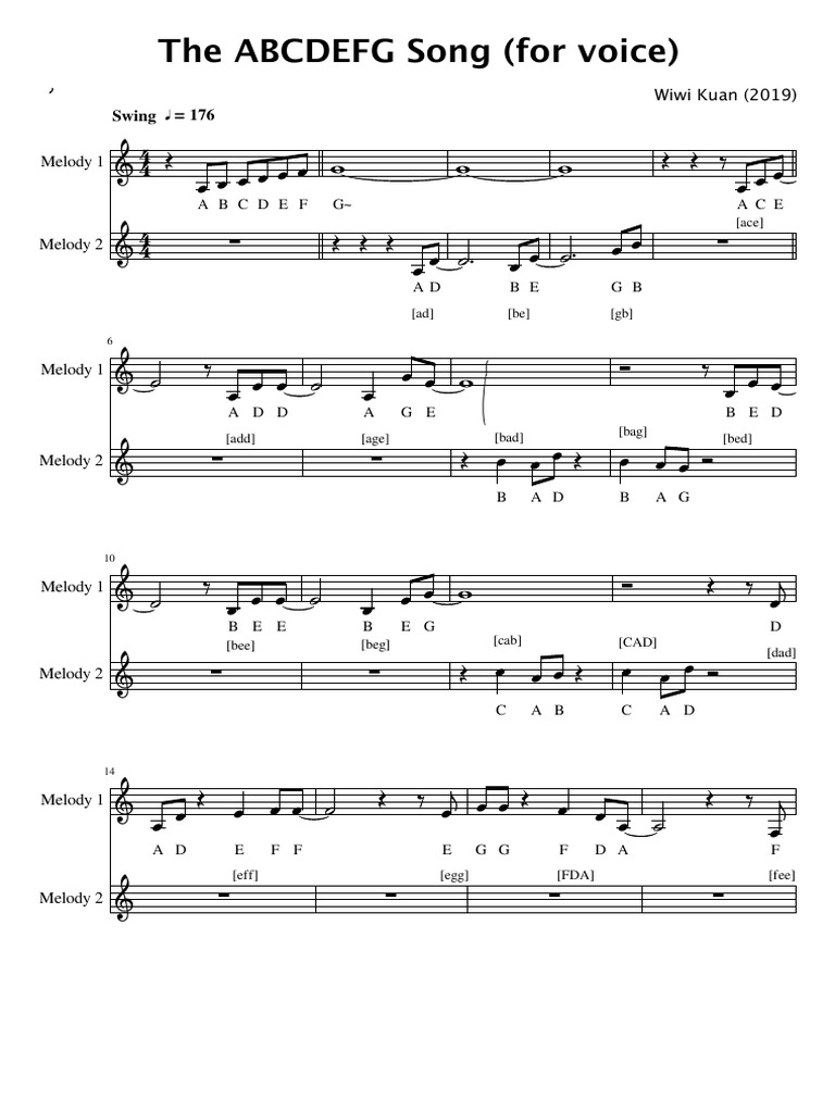 The ABCDEFG Song (For Voice) : Swing | PDF