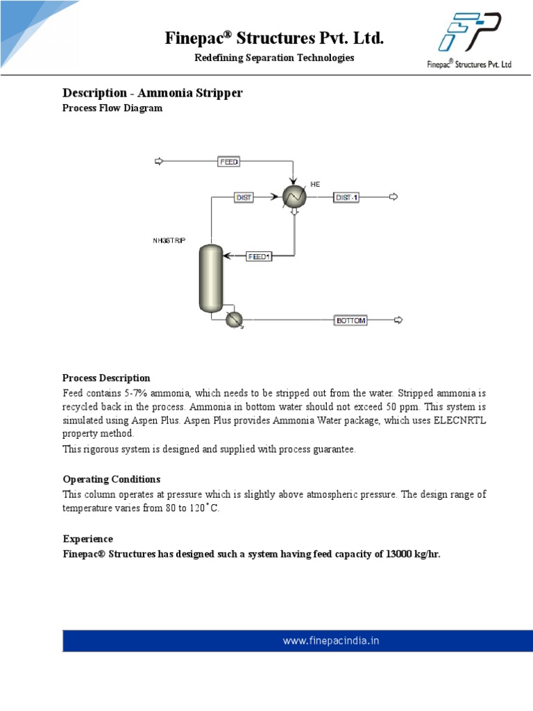 Finepac Structures Pvt. LTD.: Description - Ammonia Stripper | PDF