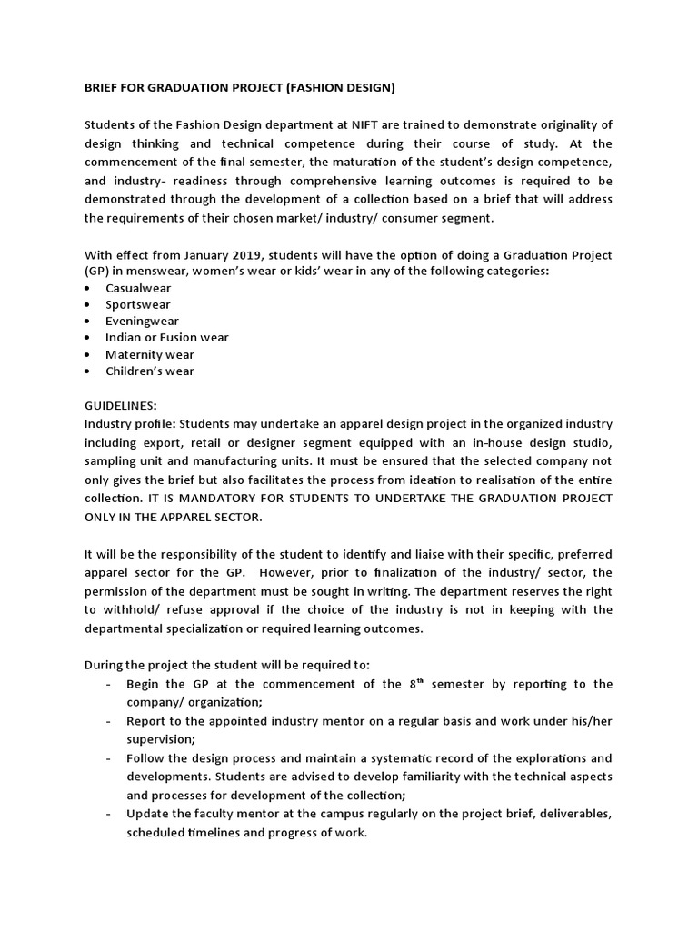 Brief For Graduation Project (Fashion Design) | Download Free PDF ...