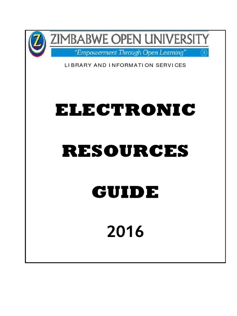 Electronic Resources Guide Library And Information Services Pdf