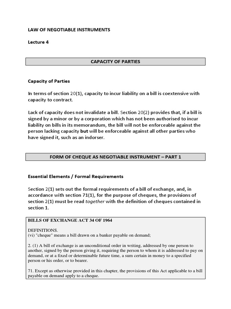 Negotiable Instruments | PDF | Negotiable Instrument | Government ...