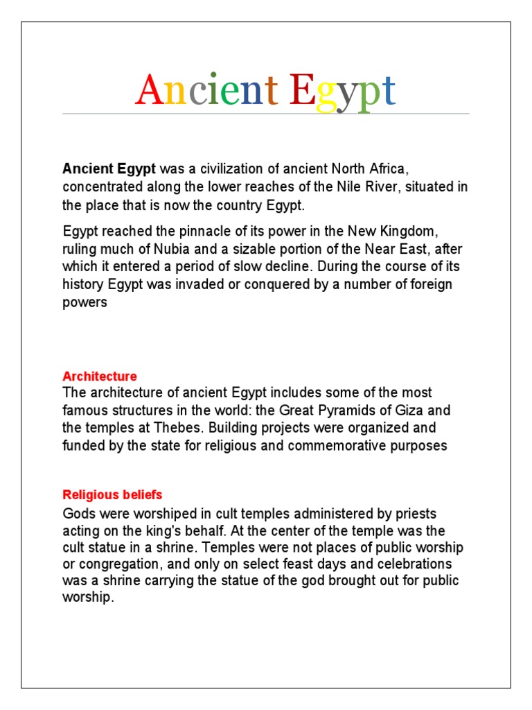 Ancient Egypt Was A Civilization of Ancient North Africa,: Architecture ...