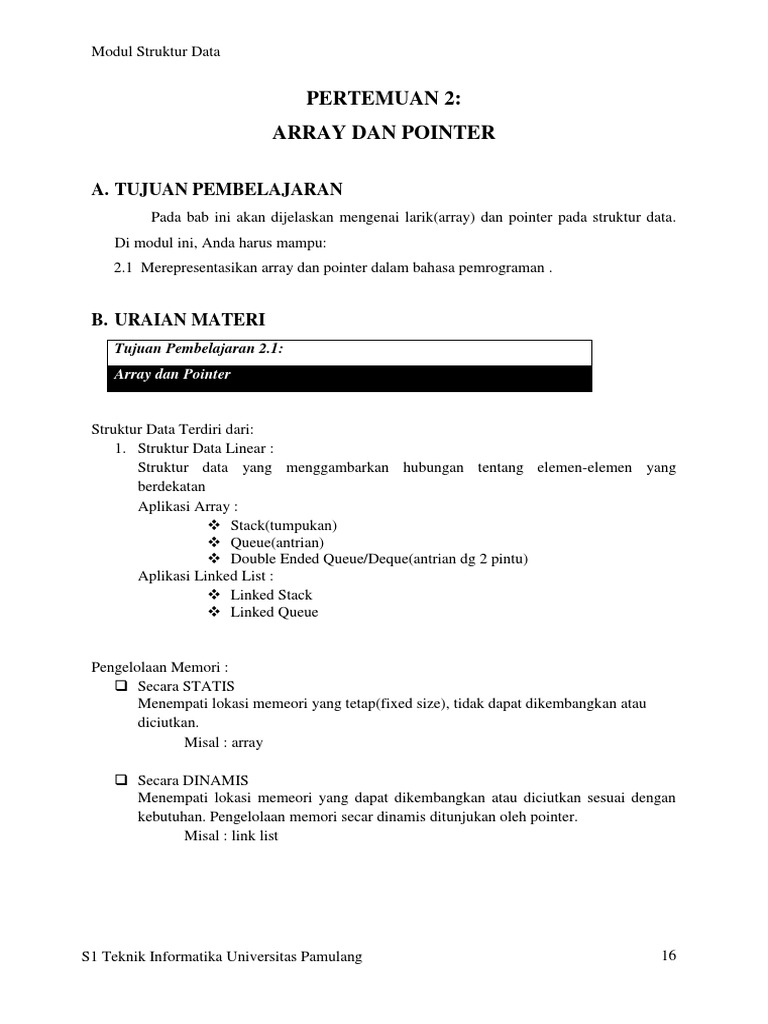 Pertemuan 2 Array Dan Pointer | PDF