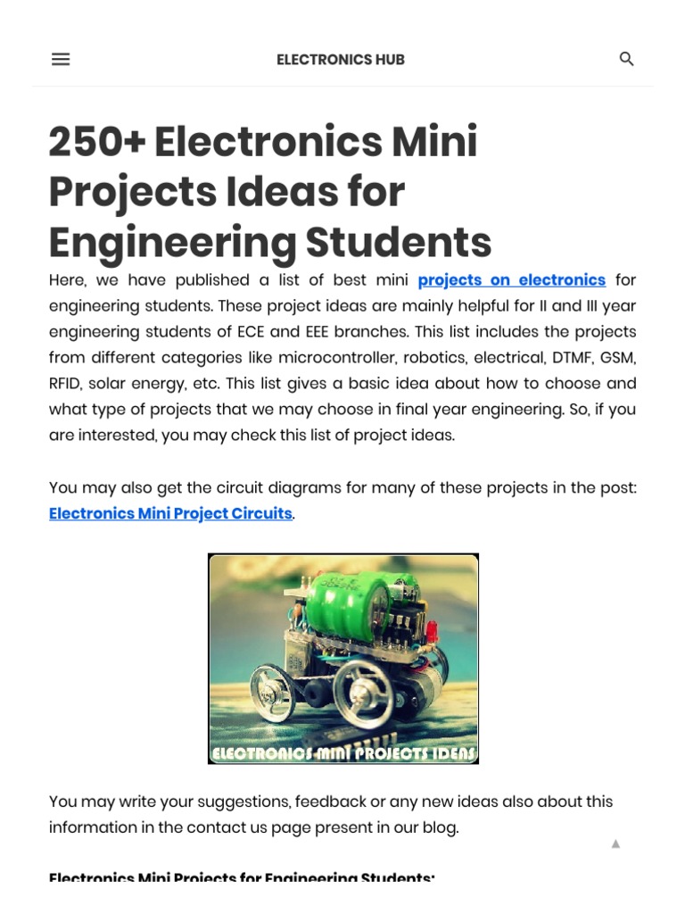 250+ Electronics Mini Projects Ideas For Engineering Students PDF | PDF ...