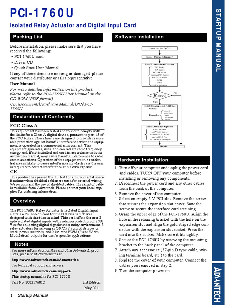 PCI-1760U - Startup Manual PDF | PDF | Electromagnetic Interference | Relay
