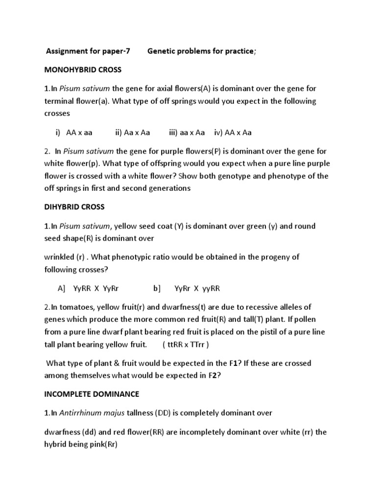 Genetic Practice Problems Guide | PDF | Genetic Linkage | Dominance ...