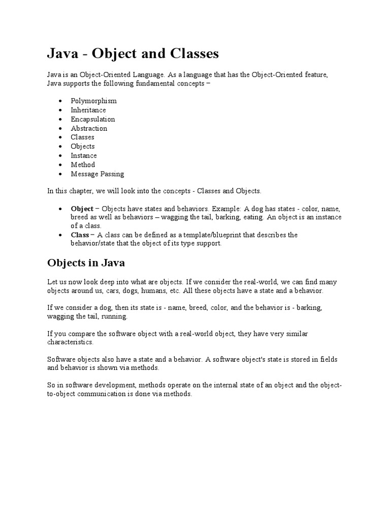 Java Classes And Objects Pdf Constructor Object Oriented