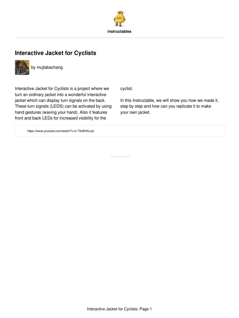Interactive Jacket For Cyclists: Instructables | PDF | Arduino | Light ...