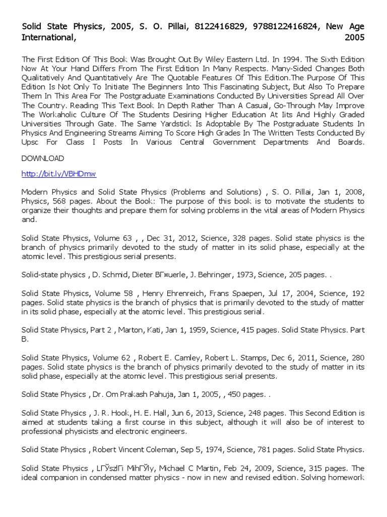 Solid State Physics | PDF | Solid State Physics | Physics