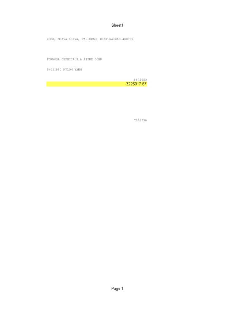Sheet1: JNCH, Nhava Sheva, Tal:Uran, Dist-Raigad-400707 | PDF