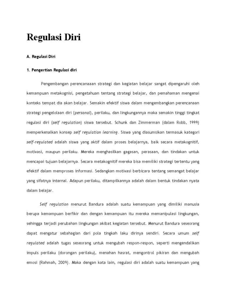 Pemahaman Regulasi Diri dalam Belajar | PDF