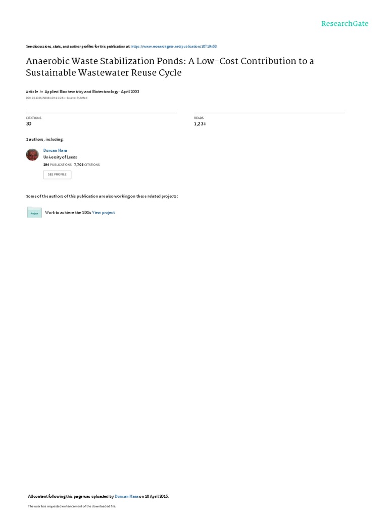 Anaerobic Waste Stabilization Ponds A Low-Cost Con | PDF | Sewage ...